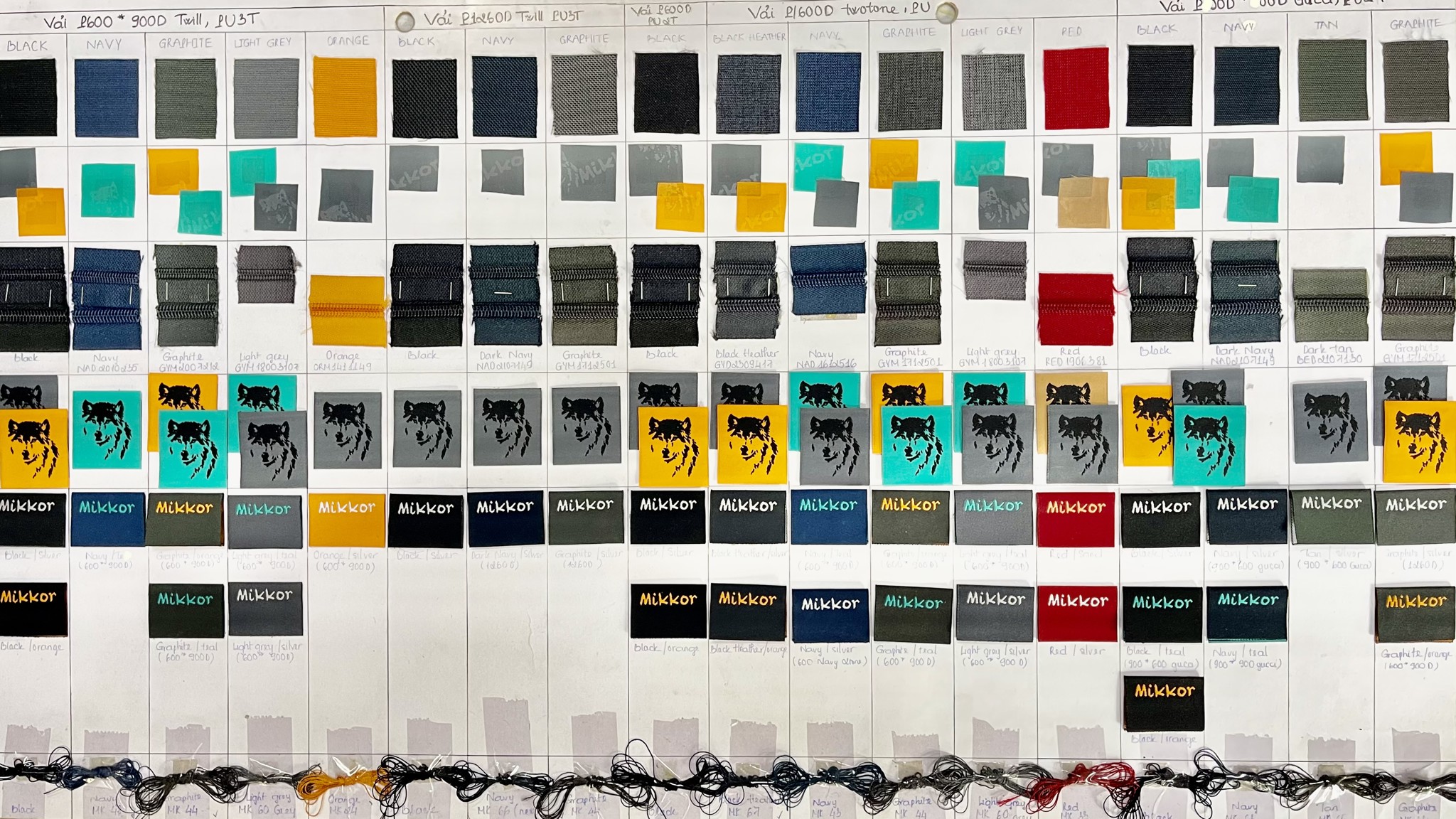 Mikkor Color Card – Mikkor Vietnam Bag Manufacturer and Exporter