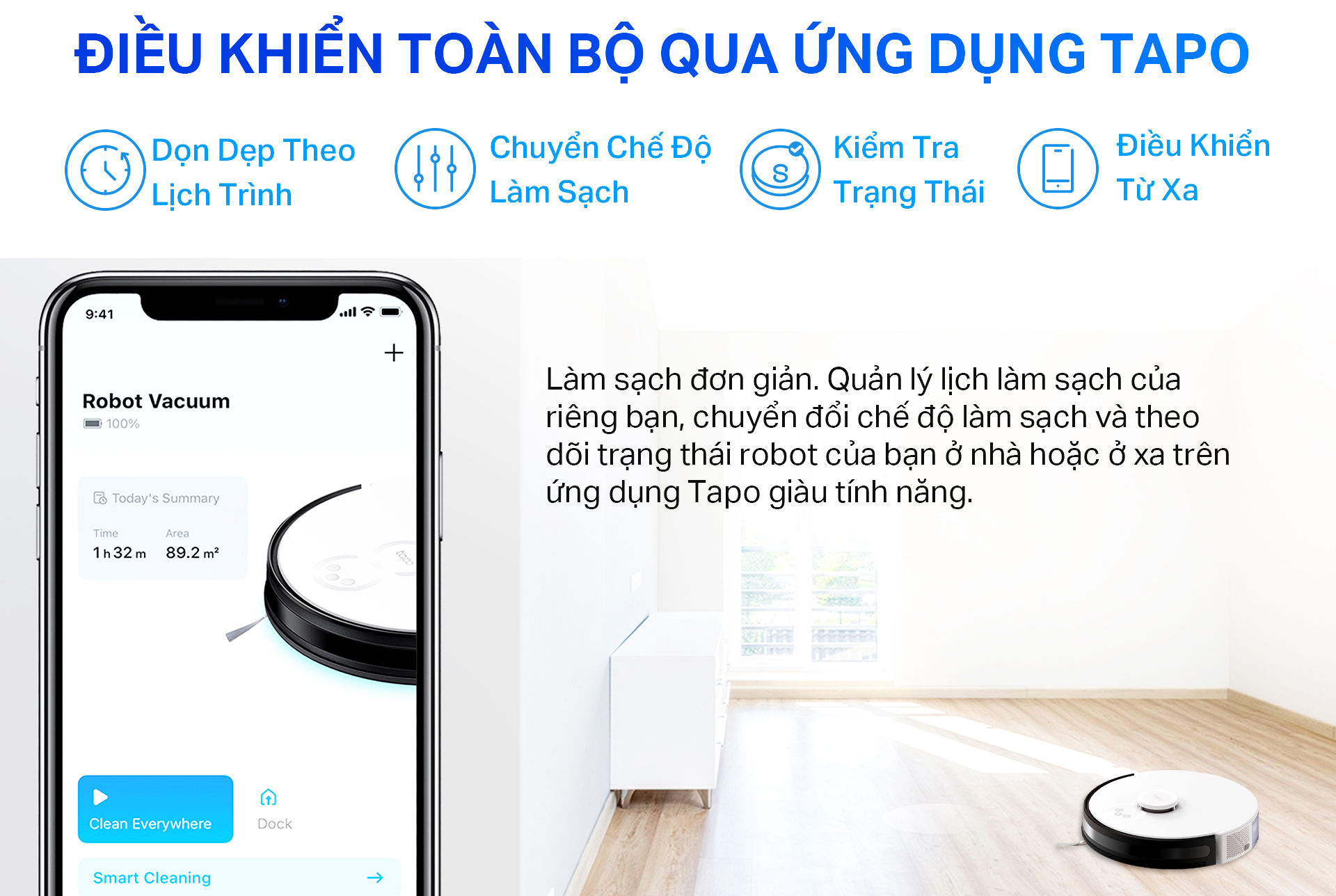 ROBOT HÚT BỤI LAU NHÀ TAPO RV30C MOP & PLUS – BẢN QUỐC TẾ - vietnamrobovac