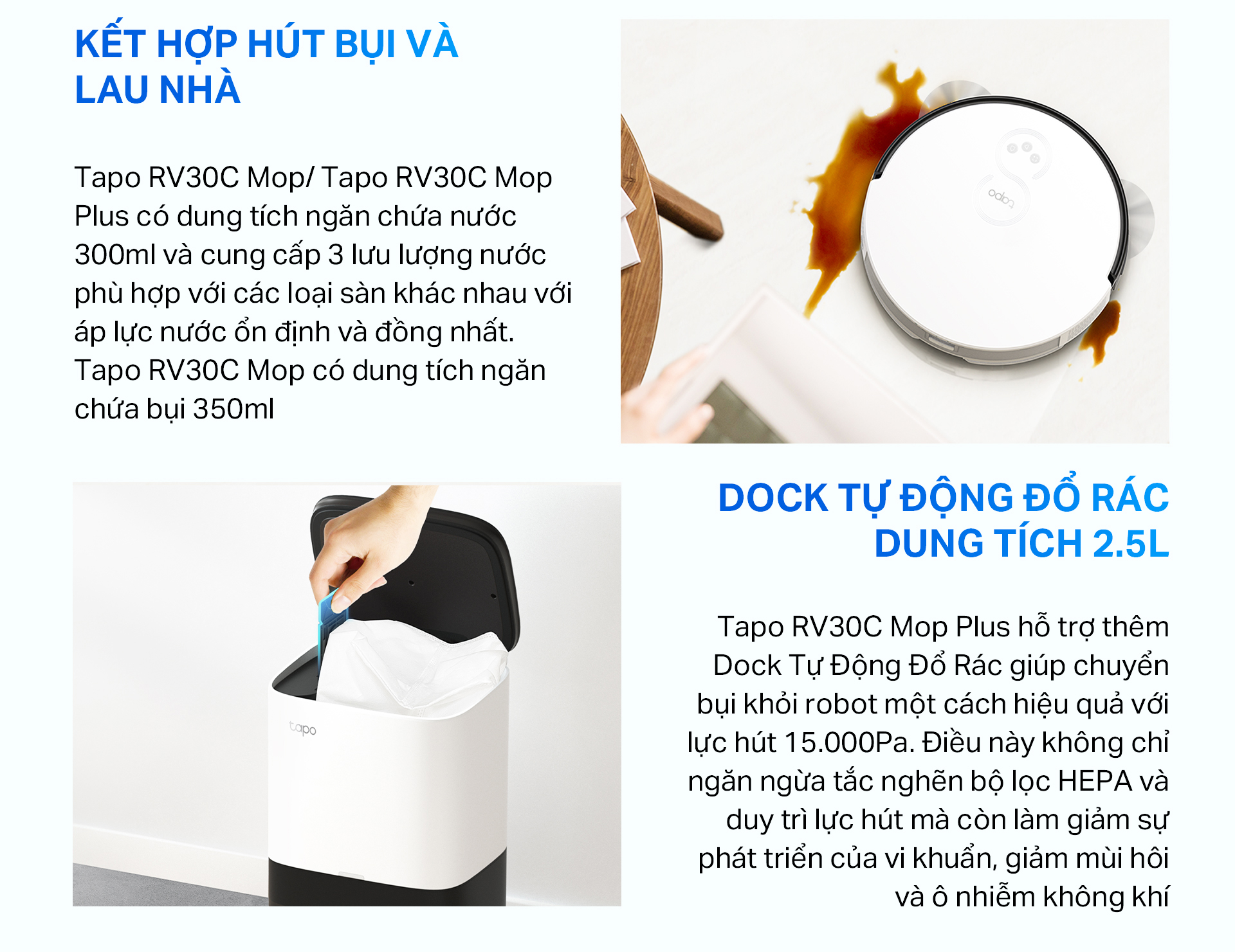 ROBOT HÚT BỤI LAU NHÀ TAPO RV30C MOP & PLUS – BẢN QUỐC TẾ - vietnamrobovac