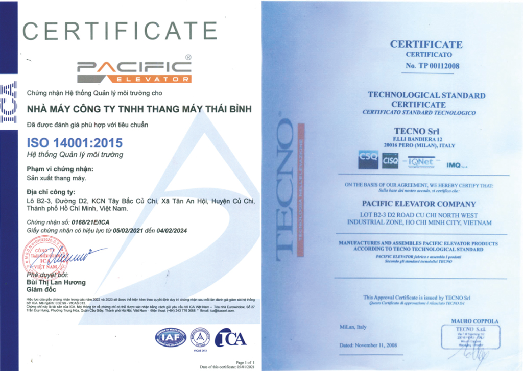 Quản lý chất lượng – Thang máy Pacific