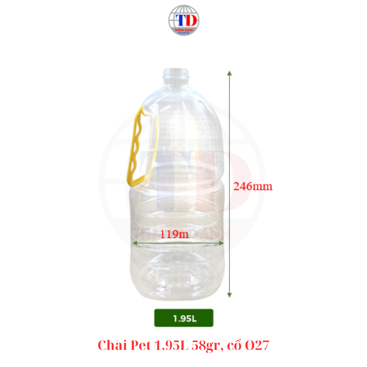 Chai Nhựa PET Đựng Dầu Ăn, Thực Phẩm Dung Tích 1.95 Lít – Nhựa Thành Danh