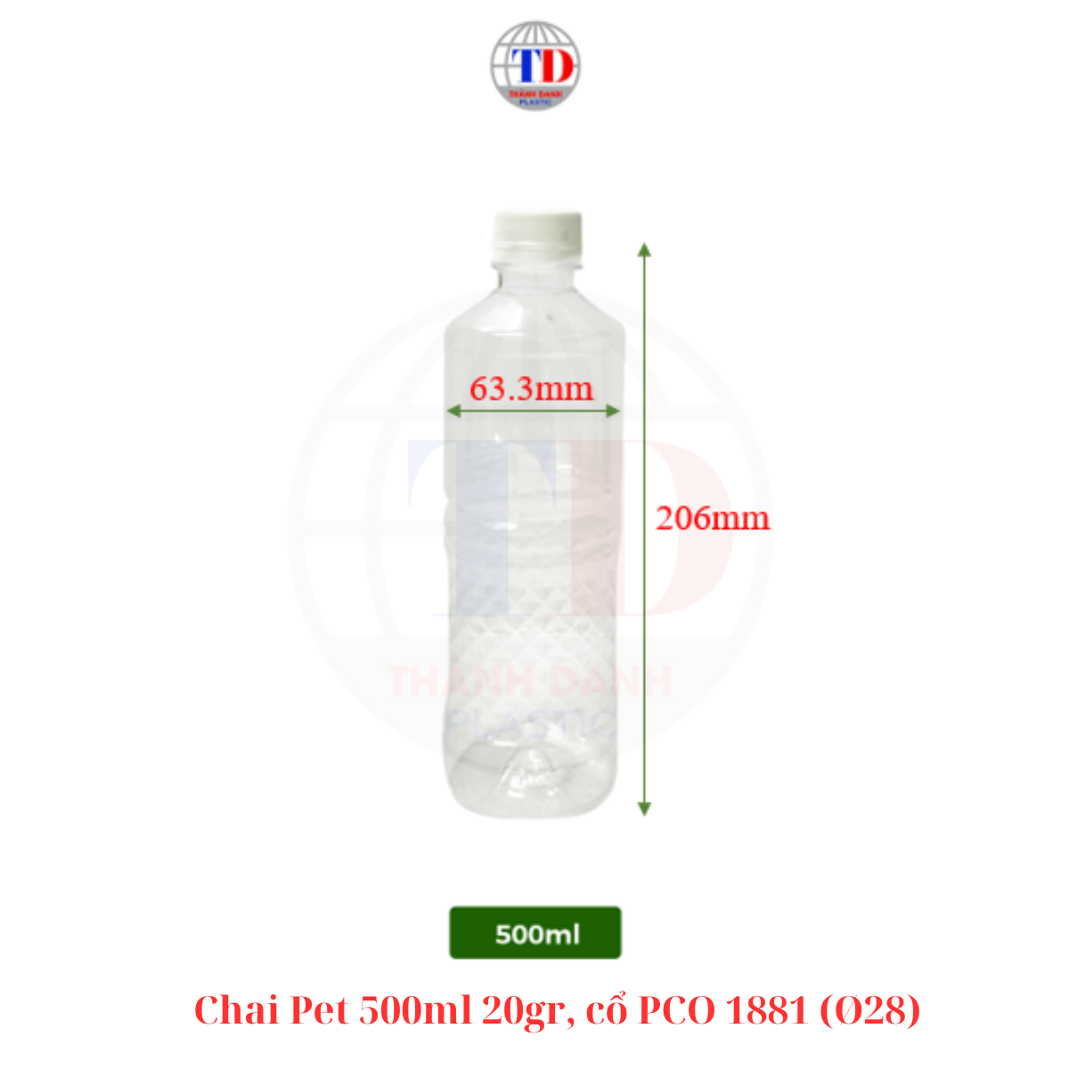 Chai PET 500ml nước suối – Nhựa Thành Danh