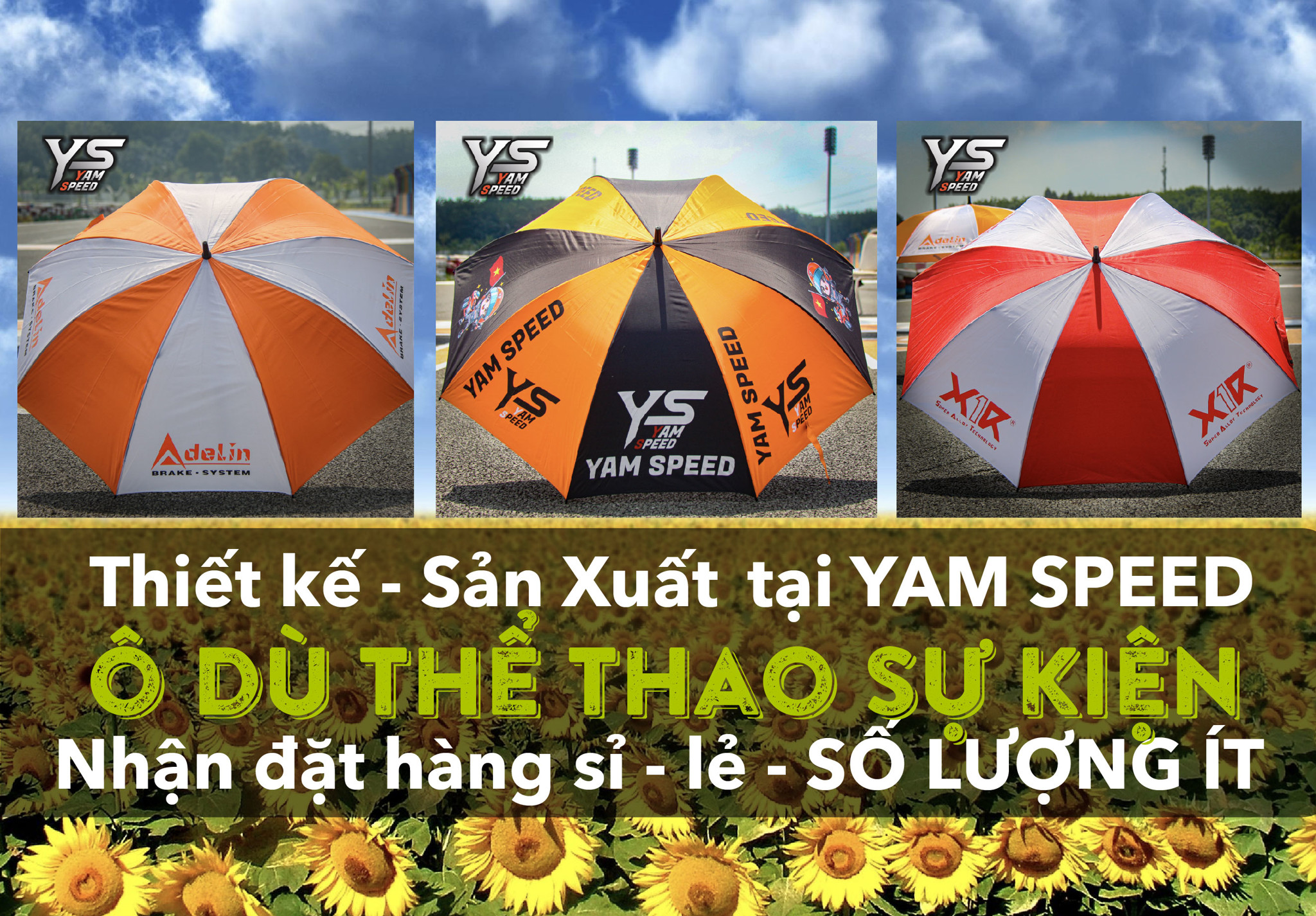 Thiết kế, Sản xuất ô dù sự kiện thể thao, đua xe tại YAM SPEED – Yam Speed
