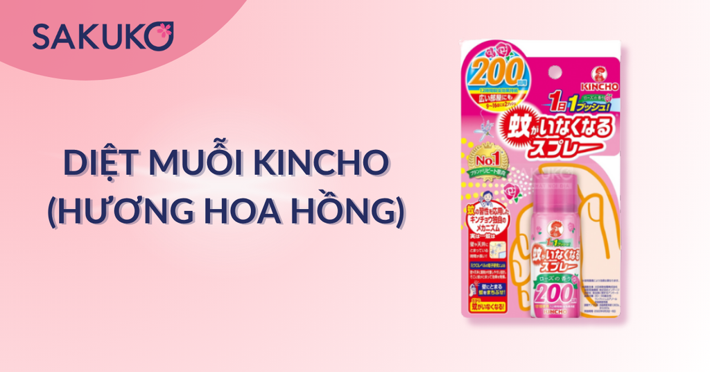 Xịt Đuổi Muỗi Kincho Hương Hoa Hồng 45ml Hiệu Quả, An Toàn