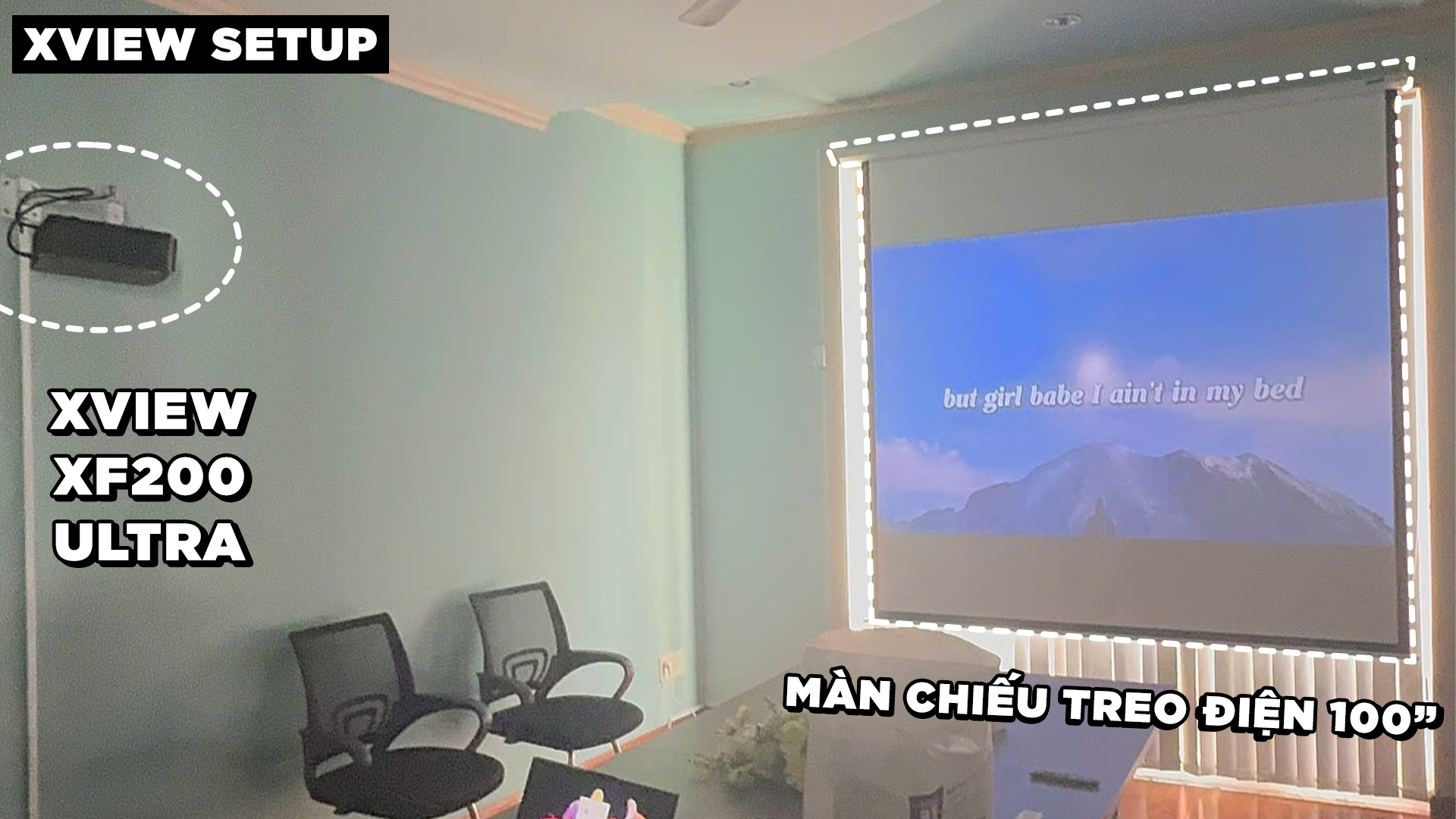 LẮP ĐẶT XVIEW XF200 ULTRA VÀ MÀN CHIẾU ĐIỆN 2M2 CHO PHÒNG HỌP NHỎ ...