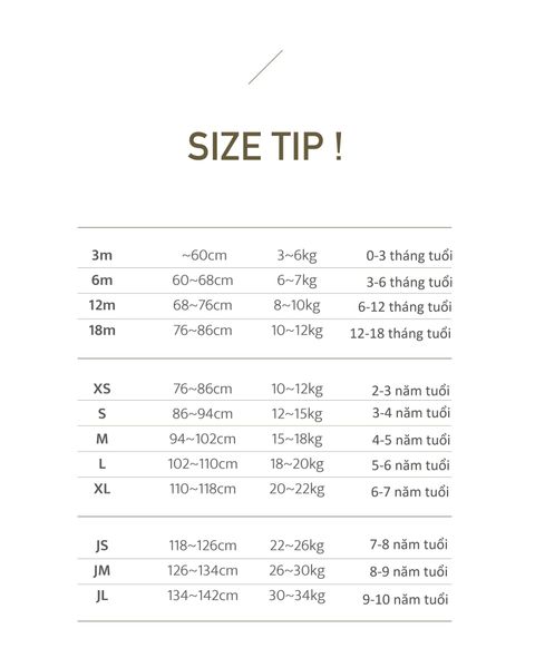 Hướng dẫn chọn size – Peekaboo