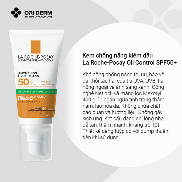 Kem chống nắng kiềm dầu Laroche Posay Oil Control SPF50+ – Ori Derm