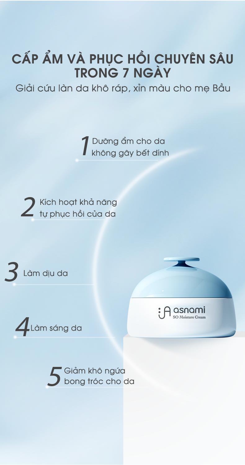 Kem dưỡng ẩm phục hồi da asnami SO Moisture Cream (Moist Type) 50g