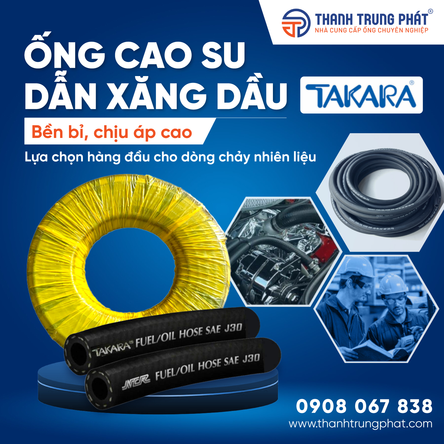 Ống cao su dẫn xăng dầu Takara SAE J30 R6 - WP 300PSI (Fuel oil hose ...