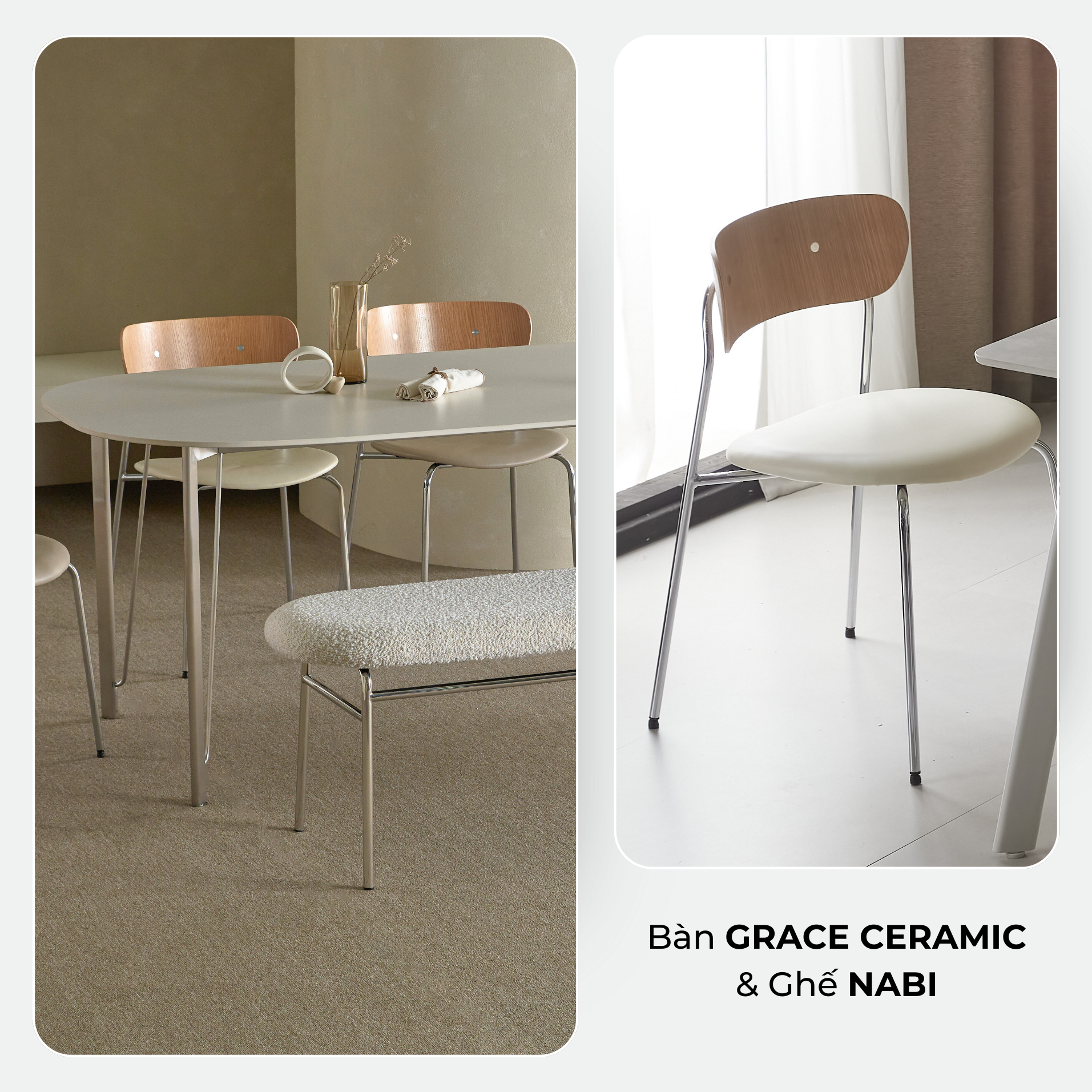 GRACE| BÀN ĂN MẶT ĐÁ CERAMIC | BÀN ĂN HÀN QUỐC NHẬP KHẨU | ALCOVA