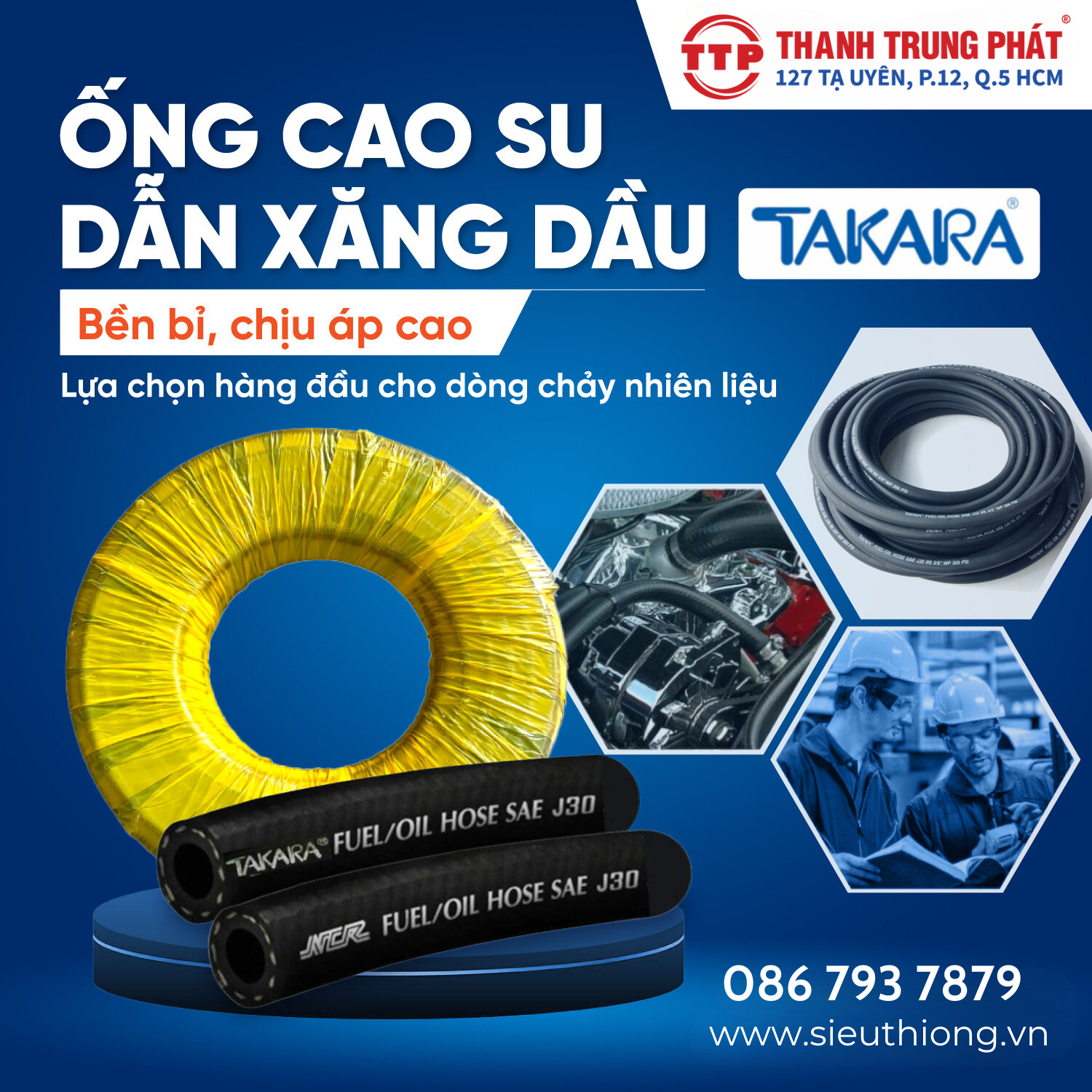 Ống cao su dẫn xăng dầu Takara SAE J30 R6 - WP 300PSI (fuel oil hose ...