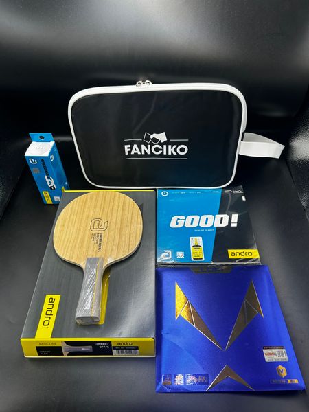 Combo cốt vợt Andro Timber 7 OFF/S kết hợp với mặt vợt Andro Good và m ...