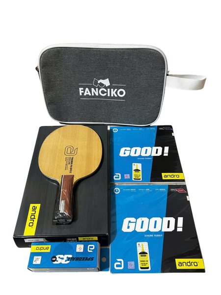 Combo cốt vợt Andro Treiber FO OFF/S kết hợp đôi mặt vợt Andro Good ...