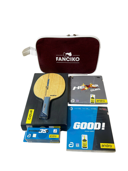 Combo cốt vợt Andro Treiber Q kết hợp mặt vợt Andro Hexer Duro và Andr ...