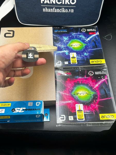 Combo cốt vợt Andro Synteliac ZCO OFF/S kết hợp mặt vợt Andro Bype và ...