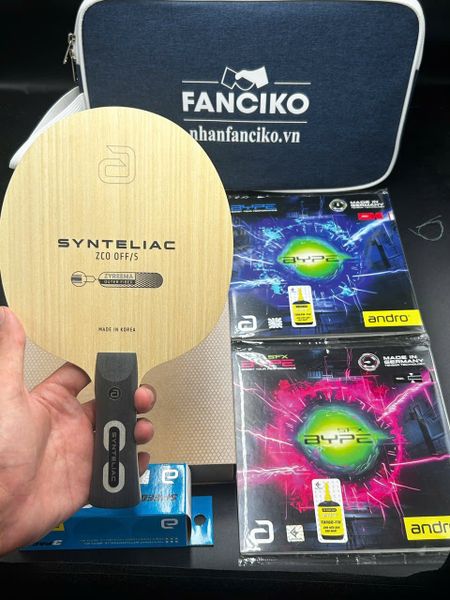Combo cốt vợt Andro Synteliac ZCO OFF/S kết hợp mặt vợt Andro Bype và ...
