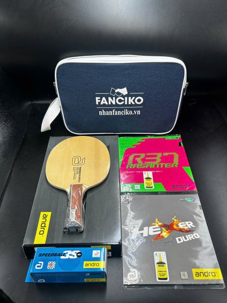Combo cốt vợt Andro Treiber FO OFF/S kết hợp mặt vợt Andro Rasanter R3 ...