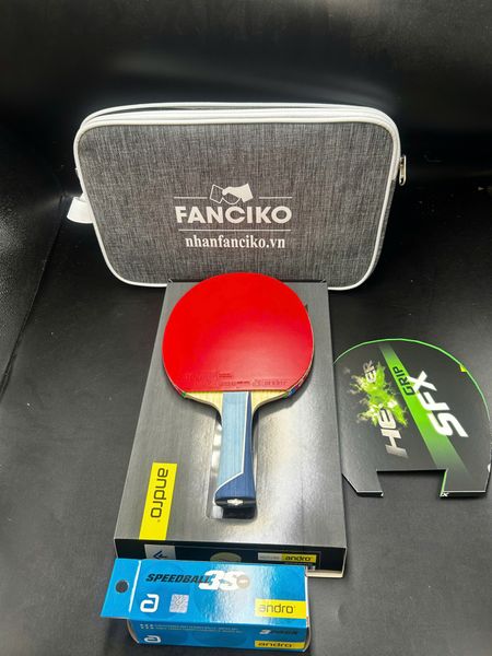 Combo cốt vợt Andro Treiber Q kết hợp mặt vợt Andro Hexer Grip SFX và ...