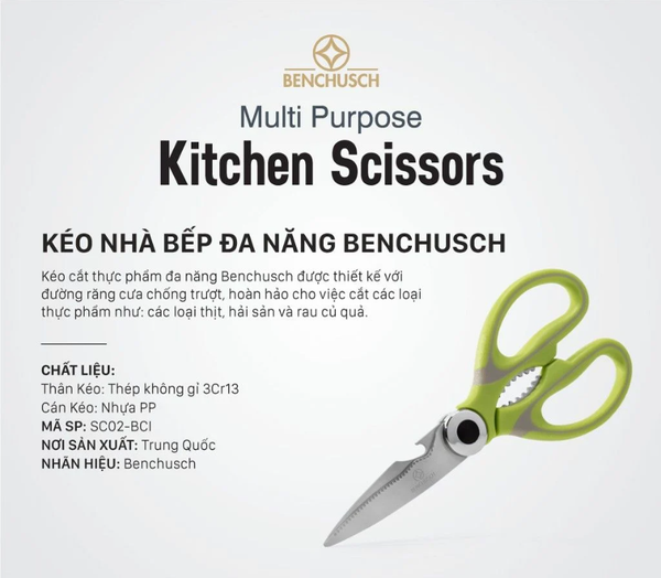 Kéo Cắt Thực Phẩm Làm Bếp Đa Năng Benchusch