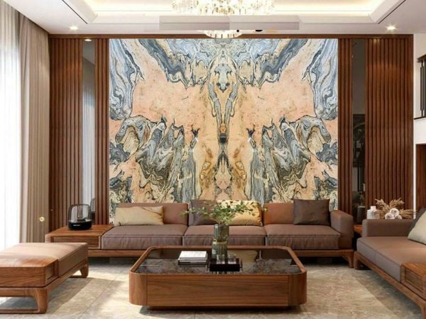 Tranh PVC tráng gương ốp tường dạng vân đá đối xứng – nahome