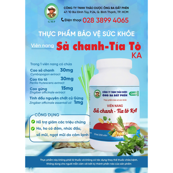 Viên uống Sả chanh - Tía tô KA – CÔNG TY TNHH THẢO DƯỢC ÔNG BA ĐẤT PHÈN