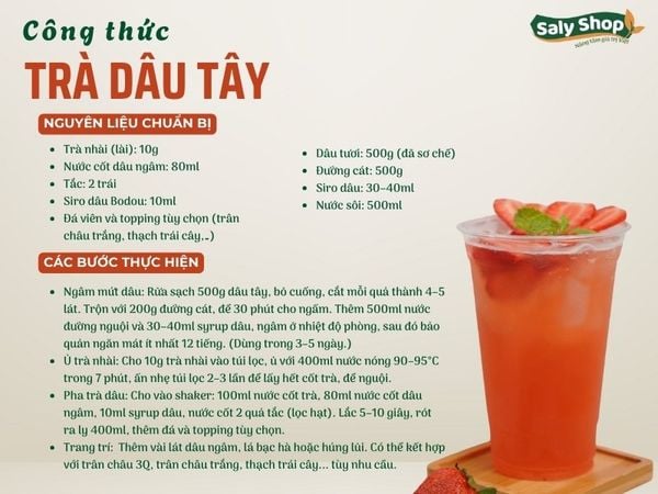 Cách làm trà dâu tây ngon, công thức chuẩn cho quán