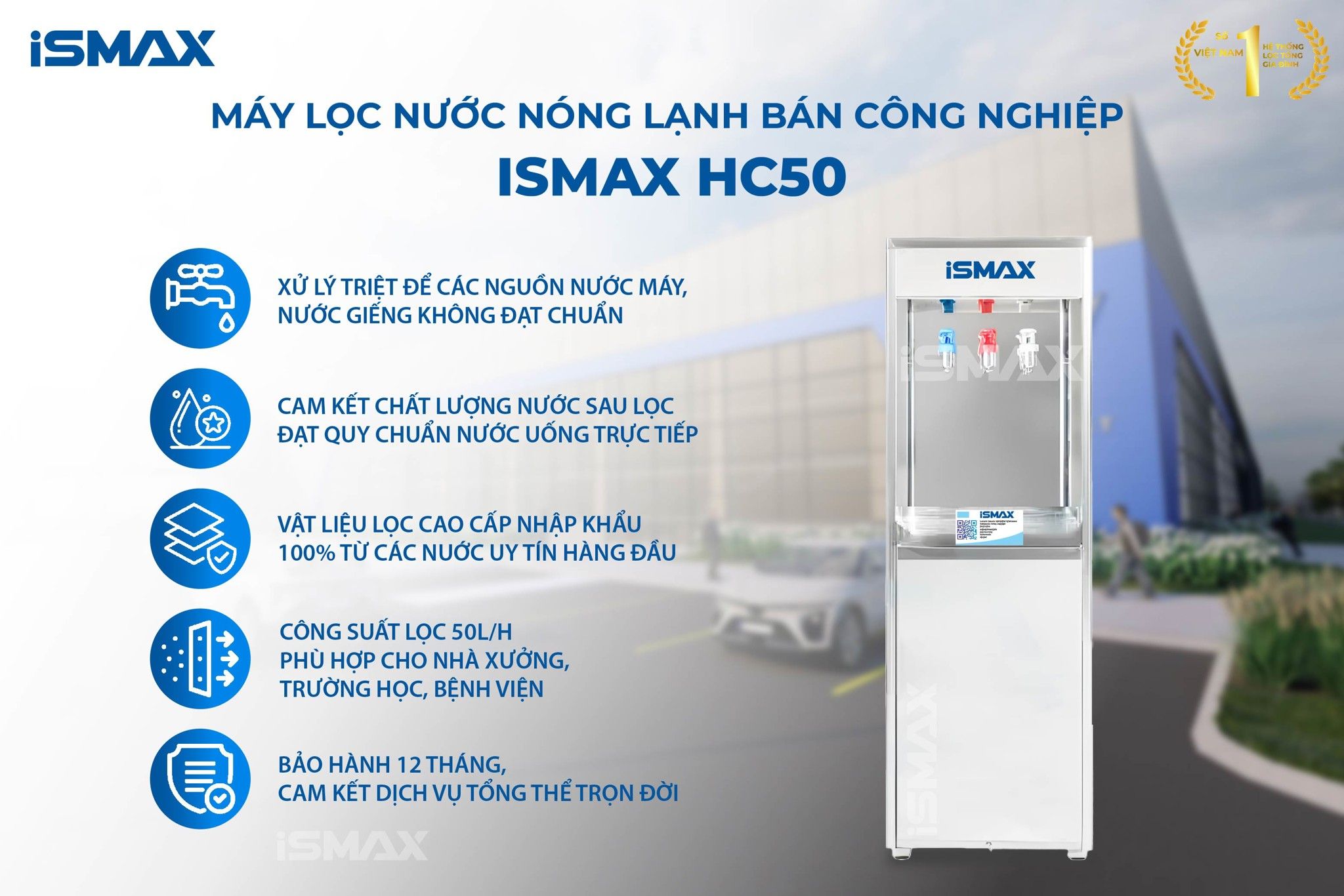 Máy lọc nước RO Nóng/Lạnh bán công nghiệp iSmax RO-HC50 – Kingwater