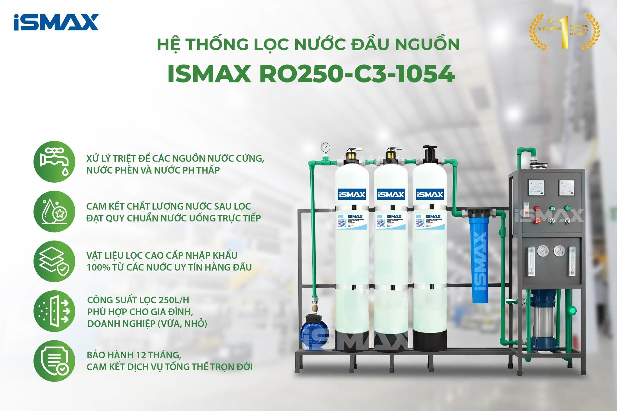 Hệ Thống Lọc R.O Công Nghiệp iSmax RO250-C3-1504 – Kingwater