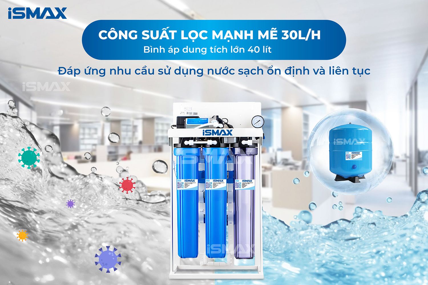 Máy lọc nước RO bán công nghiệp iSmax 30L/H – Kingwater