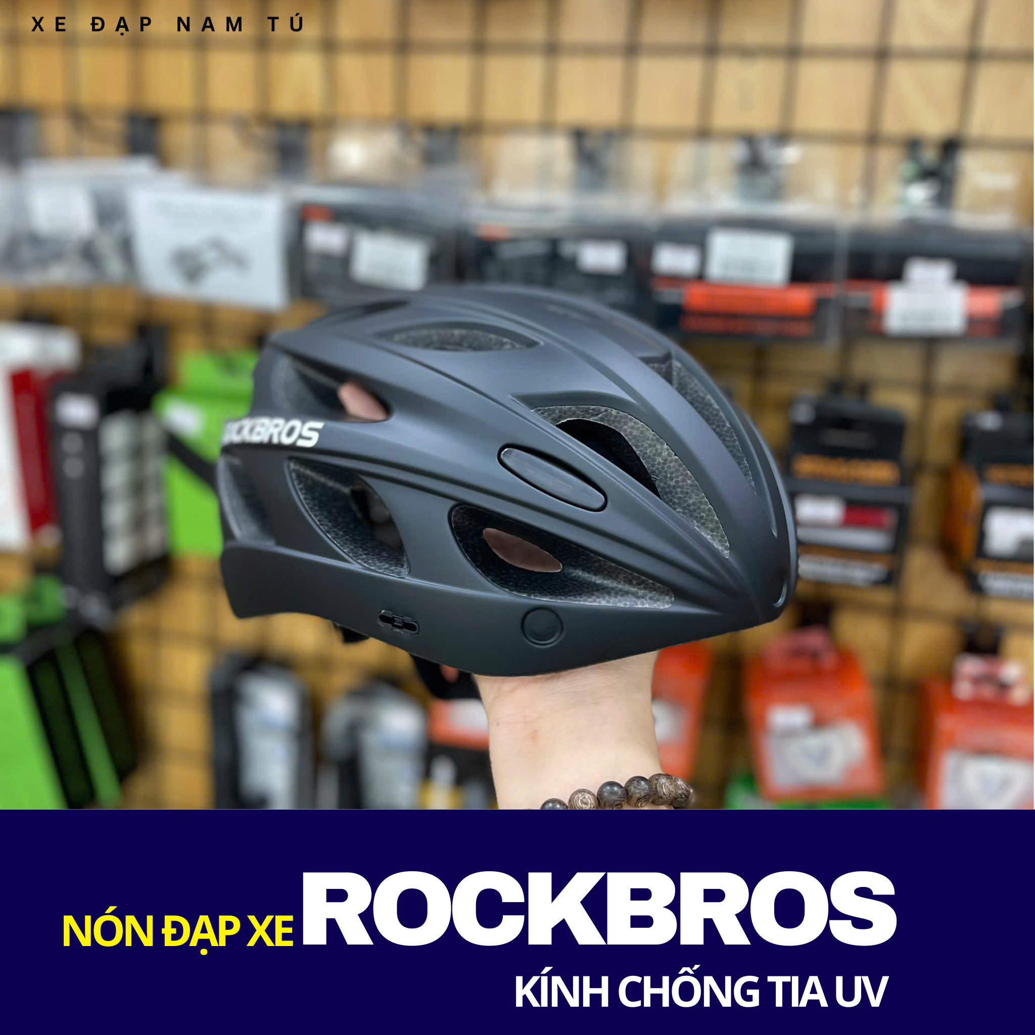 NÓN BẢO HIỂM XE ĐẠP ROCKBROS CAO CẤP, KÈM KÍNH CHỐNG UV – Xe Đạp Nam Tú