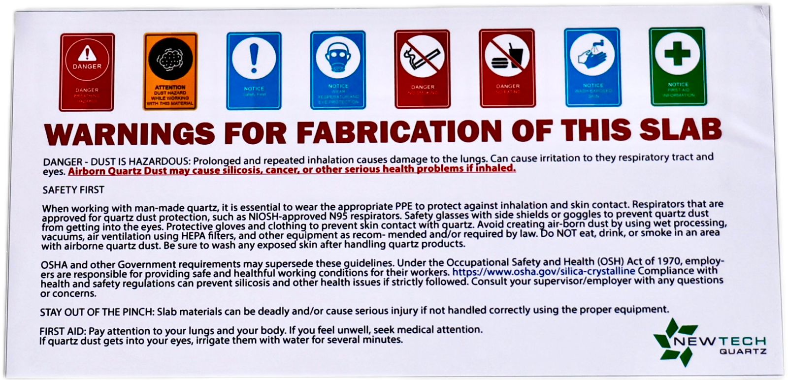 Silica Safety in Quartz Fabrication and Installation – NEWTECH