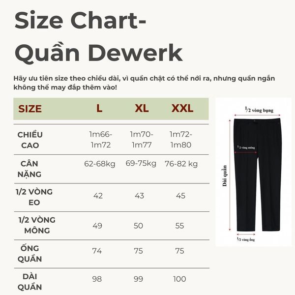 Bảng size – dework