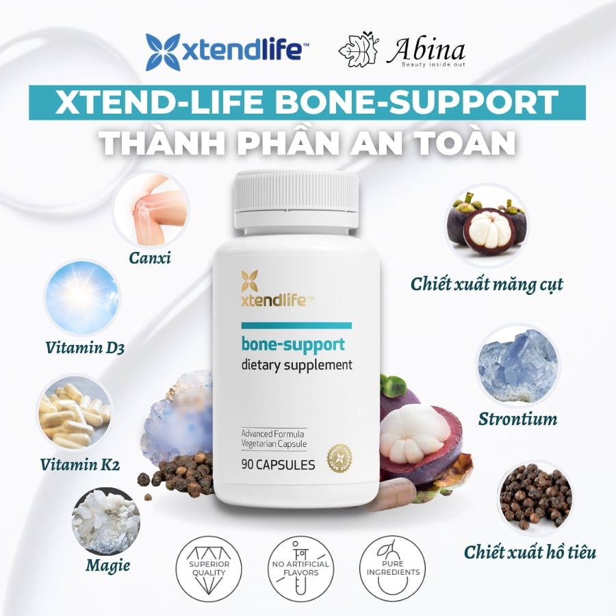 Viên canxi hữu cơ D3K2 Bone Support Xtendlife tăng chiều cao – Dr Chubby