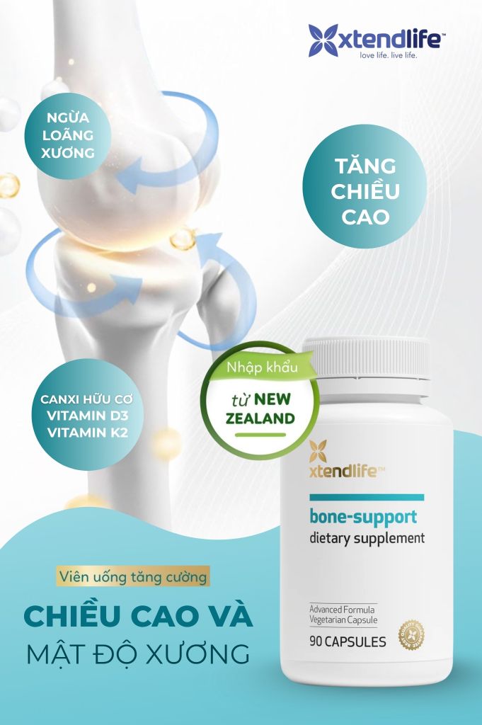 Viên canxi hữu cơ D3K2 Bone Support Xtendlife tăng chiều cao – Dr Chubby